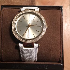 Michael Kors | Accessories | Mk White Band Gold Watch | Poshmark